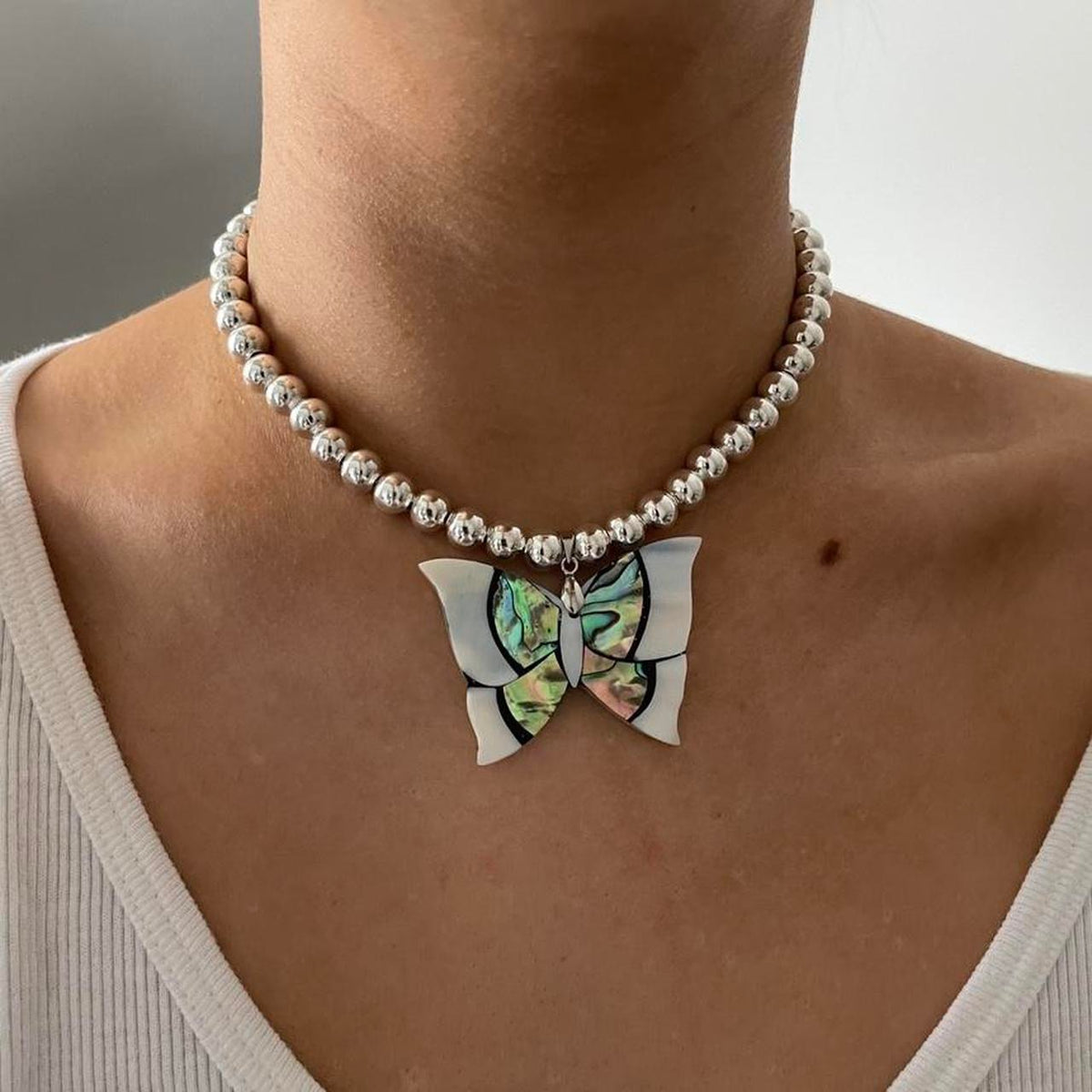 Abalone Butterfly Necklace The Sage Vintage